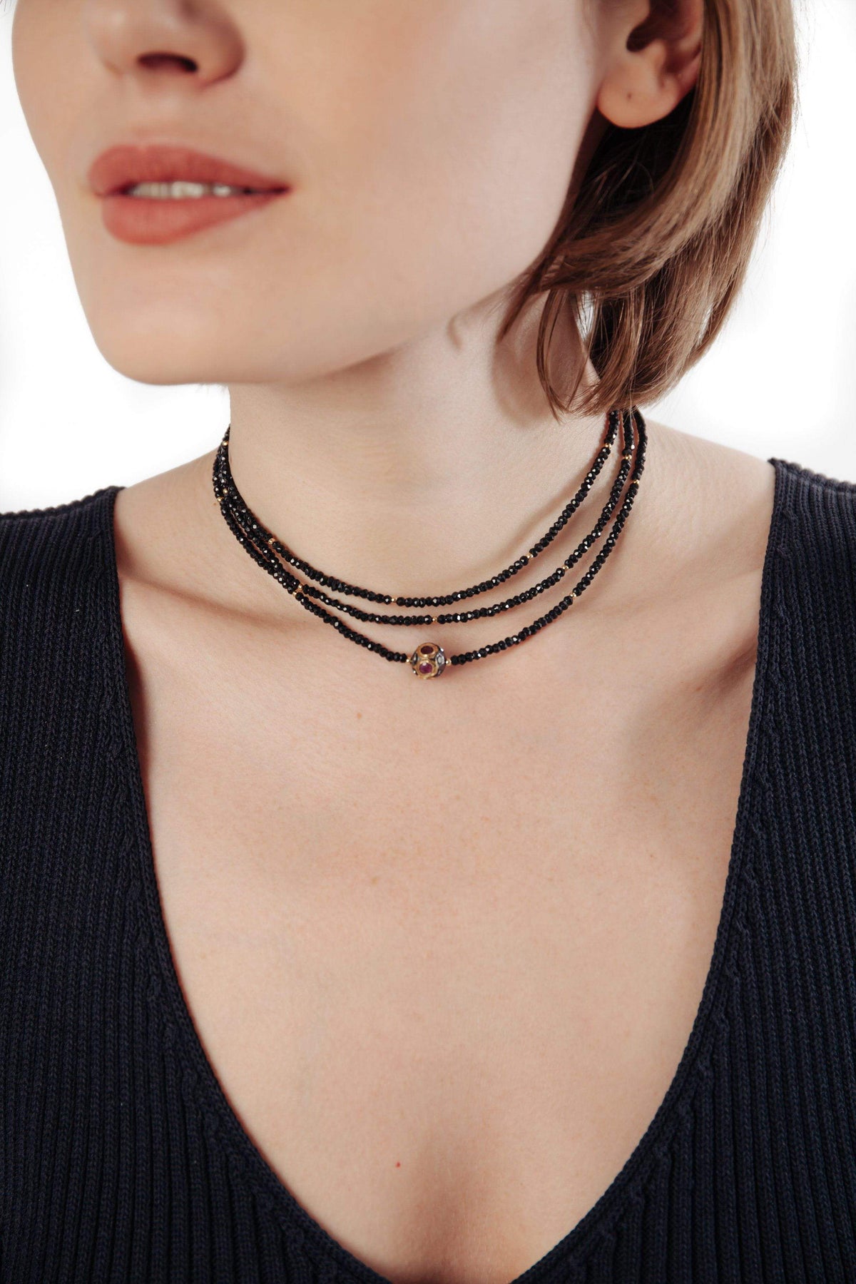 Buy Black Diamond, Ruby & Black Spinel Necklace Online - Inaya Jewelry ...